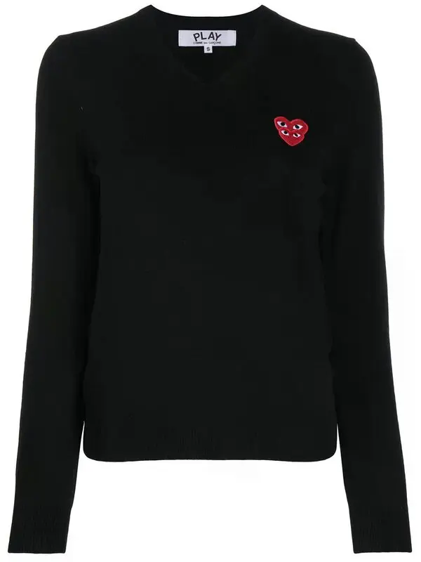 Play Comme Des Garcon V-neck Top With Embroidered Heart