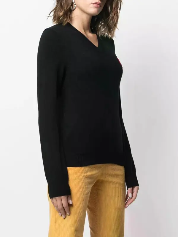 Play Comme Des Garcon V-neck Top With Embroidered Heart