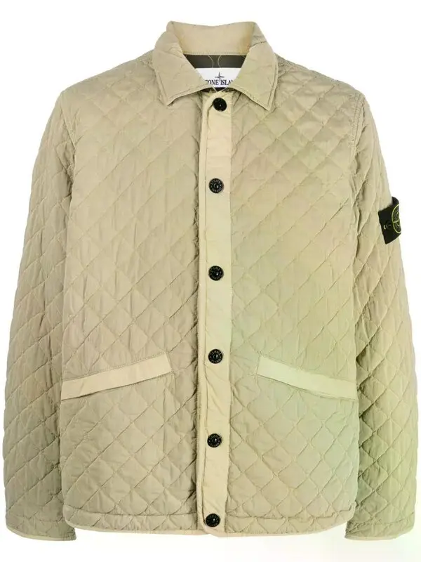 Stone Island Quilted Press-stud Fastening Bomber Jacket - Green