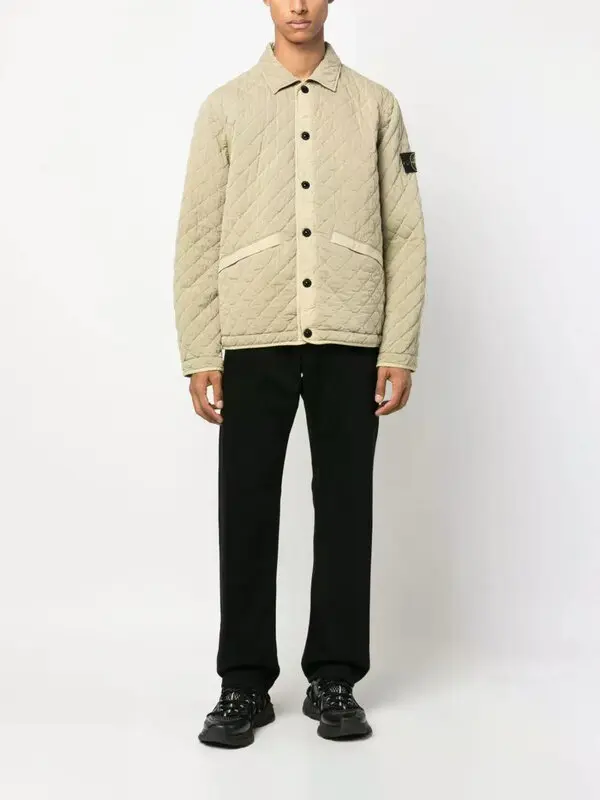 Stone Island Quilted Press-stud Fastening Bomber Jacket - Green
