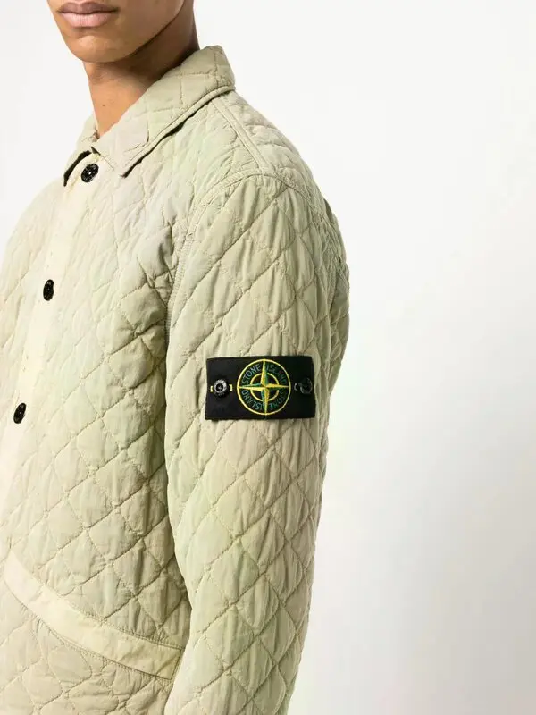 Stone Island Quilted Press-stud Fastening Bomber Jacket - Green