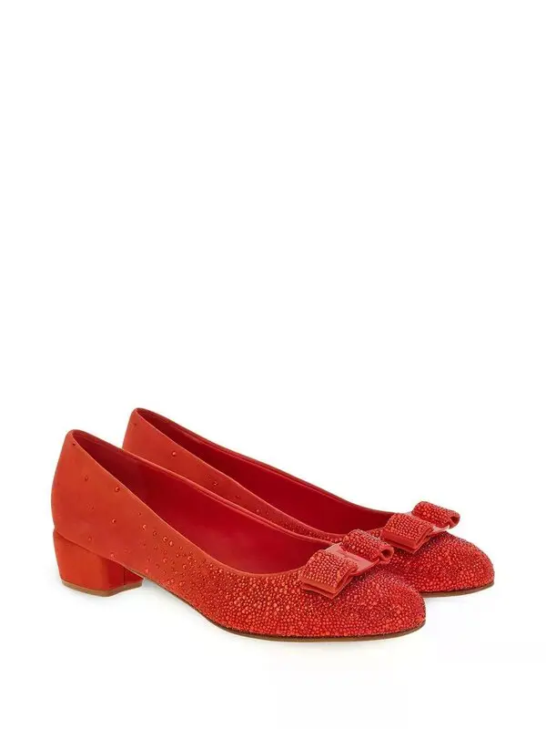 FERRAGAMO Vara Bow Crystal Embellished Pumps - Red
