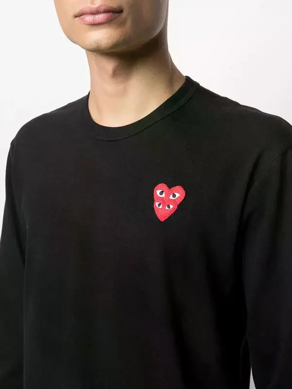 Play Comme Des Garcon Embroidered Two Heart T-shirt