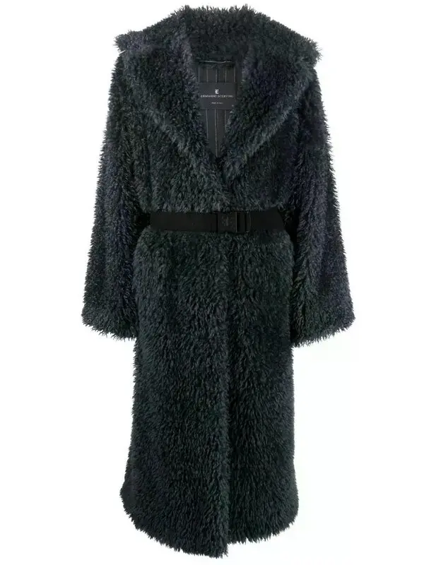 Ermanno Scervino Belted Shearling Wool Coat