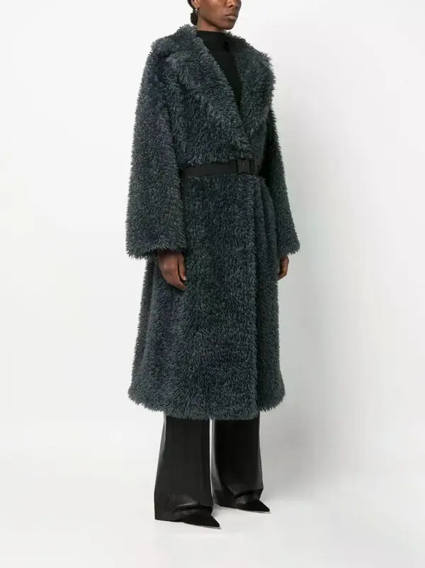 Ermanno Scervino Belted Shearling Wool Coat
