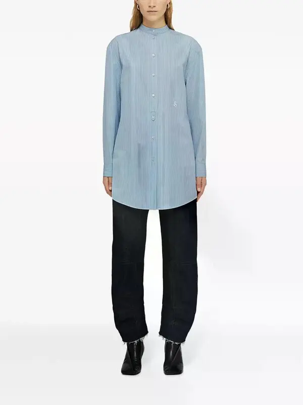 JIL SANDER Striped Logo-patch Cotton Shirt