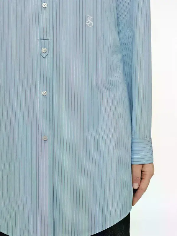 JIL SANDER Striped Logo-patch Cotton Shirt