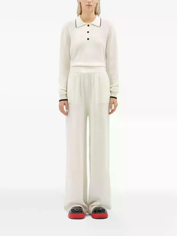 MSGM Logo Embroidered Wide Leg Trousers
