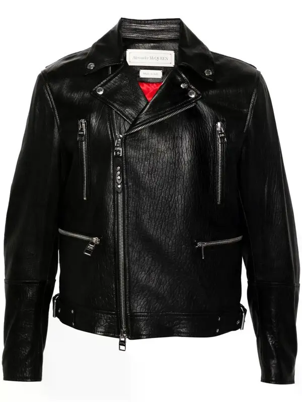 Alexander McQueen Leather Biker Jacket - Black