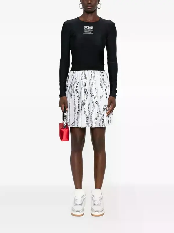Versace Chain Couture-print Pleated Skirt