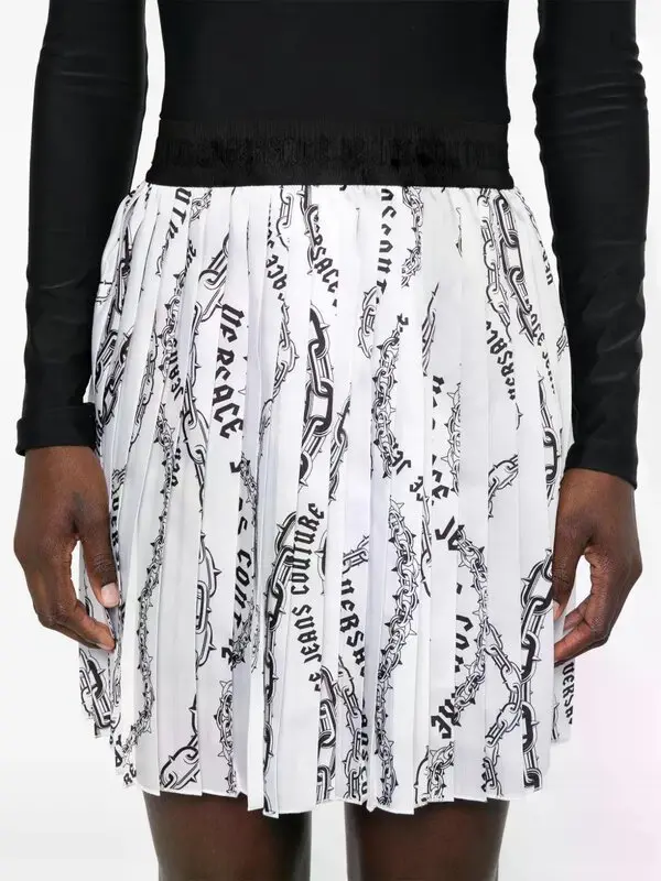 Versace Chain Couture-print Pleated Skirt