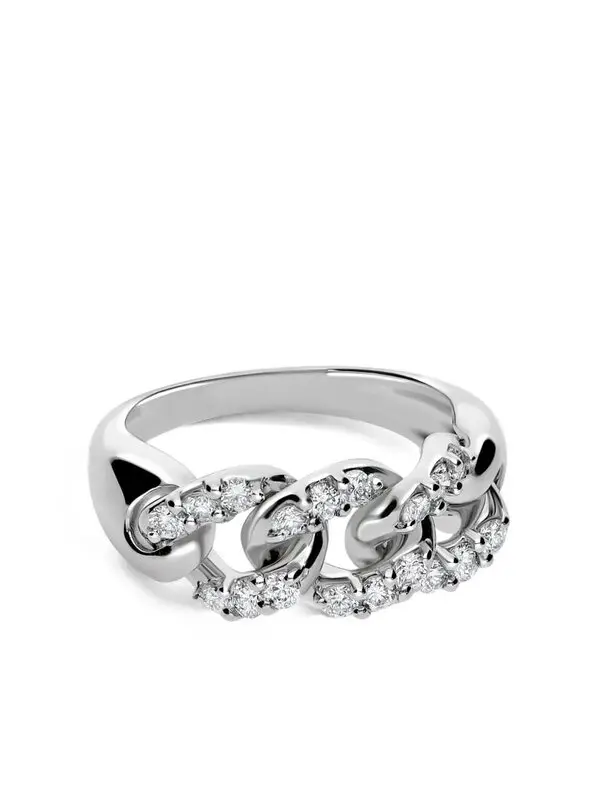 LEO PIZZO 18kt White Gold Groumette Diamond Ring - Silver