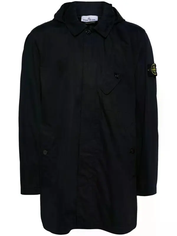 Stone Island Compass-badge Hooded Jacket - Blue