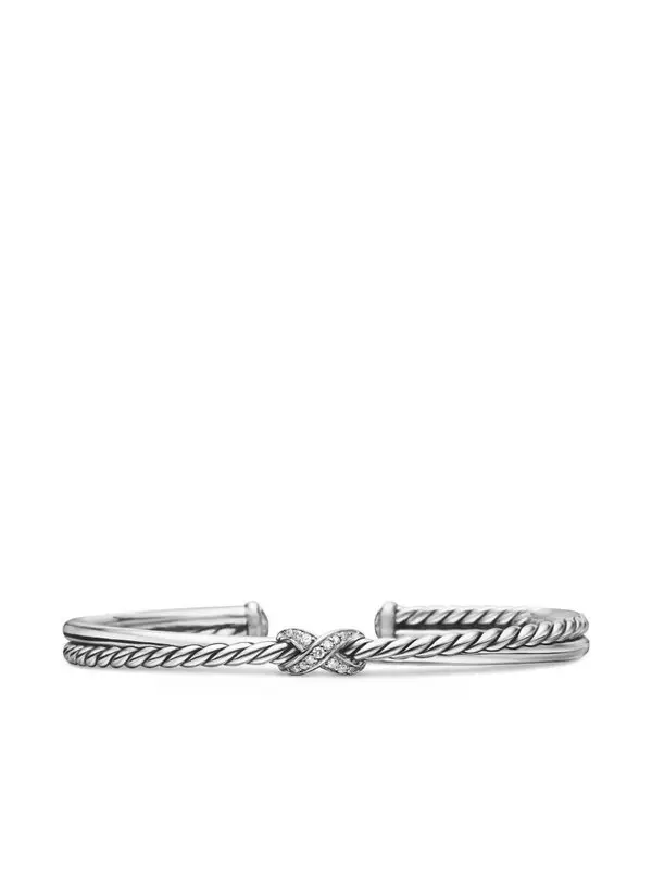 David Yurman Petite X Diamond Bracelet - Silver