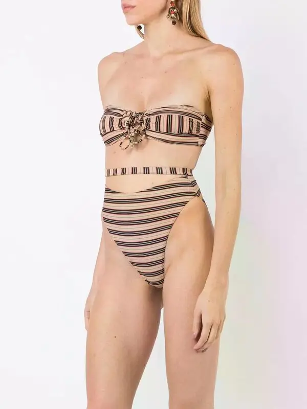AMIR SLAMA Stripe-print Bandeau Bikini
