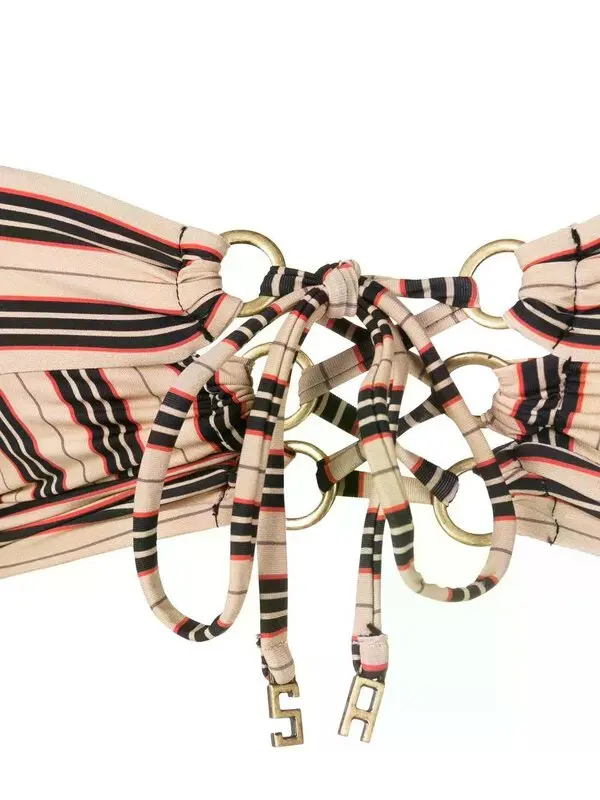 AMIR SLAMA Stripe-print Bandeau Bikini