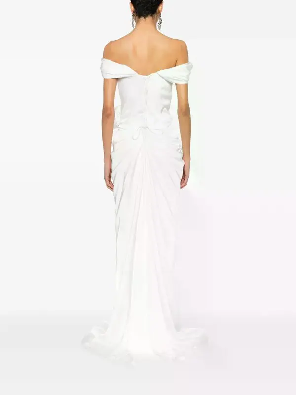 ANA RADU Floral-appliqué Draped Gown