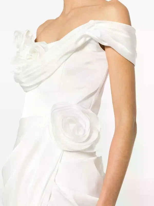 ANA RADU Floral-appliqué Draped Gown