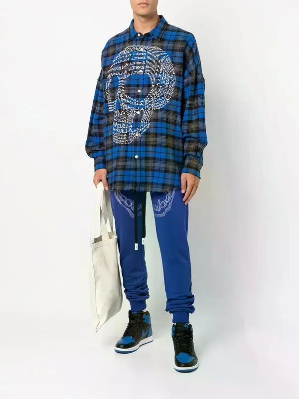 HACULLA. Check-print Skull Shirt - Blue