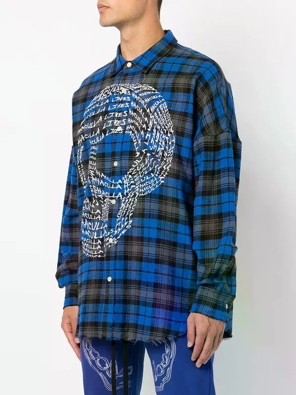 HACULLA. Check-print Skull Shirt - Blue