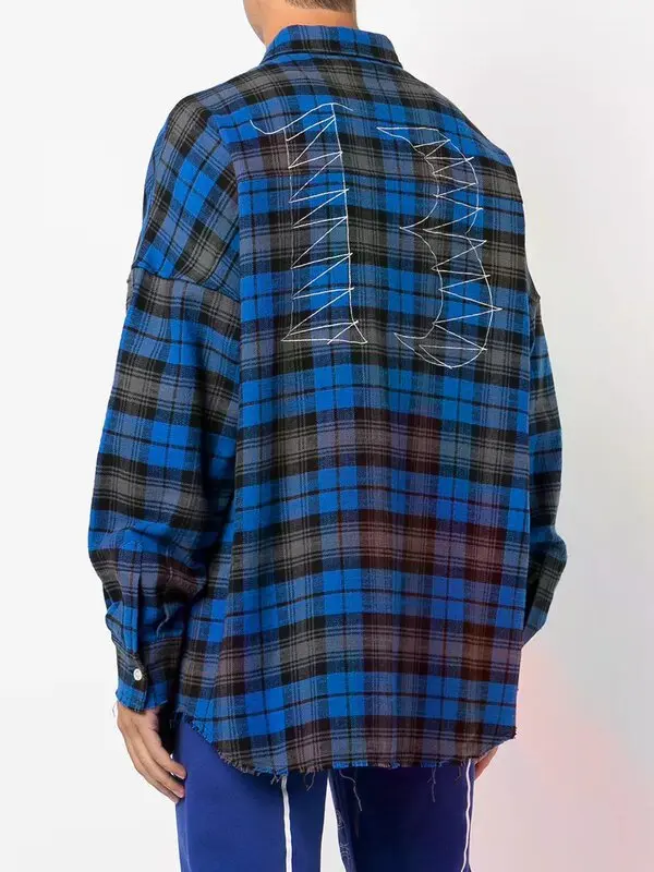 HACULLA. Check-print Skull Shirt - Blue