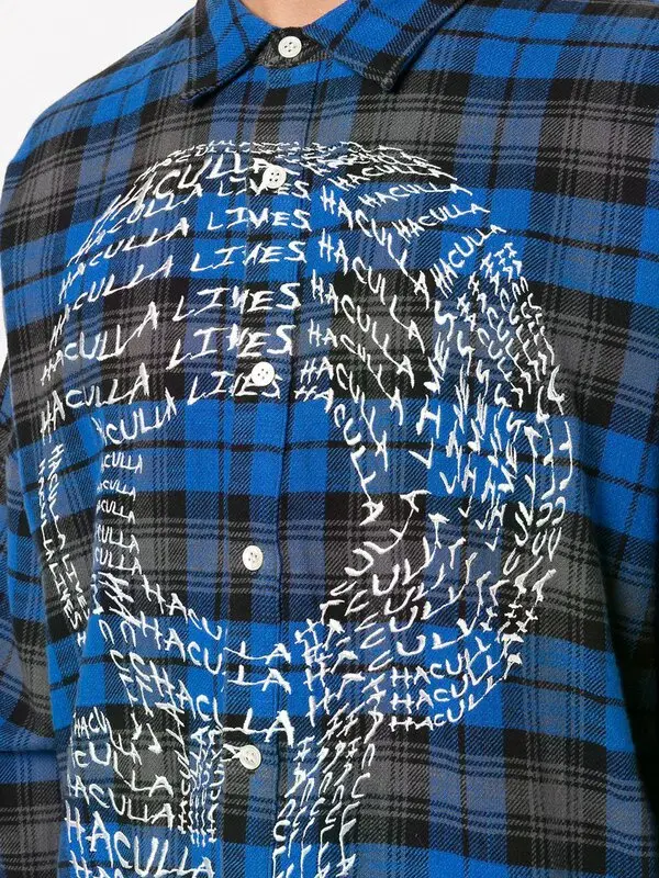 HACULLA. Check-print Skull Shirt - Blue