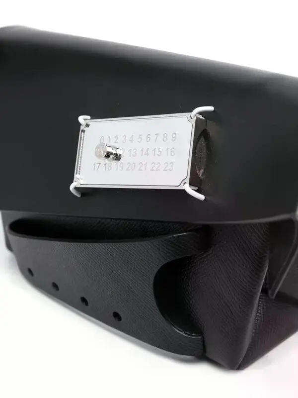 MAISON MARGIELA Snatched Leather Shoulder Bag - Black