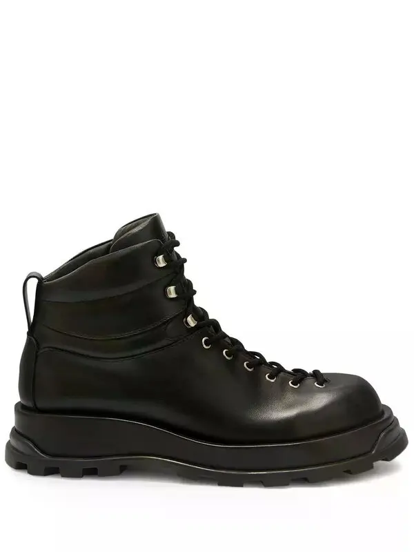 JIL SANDER Lace-up Leather Ankle Boots