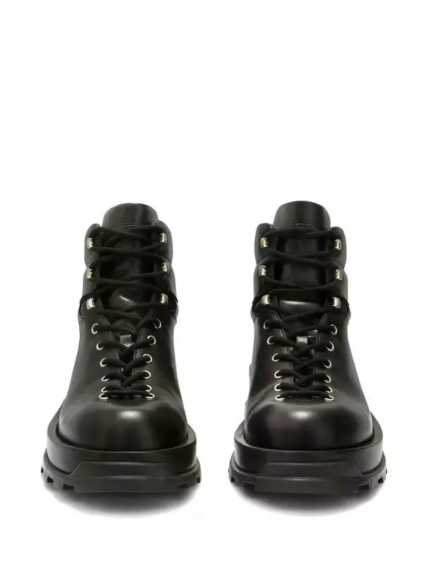 JIL SANDER Lace-up Leather Ankle Boots