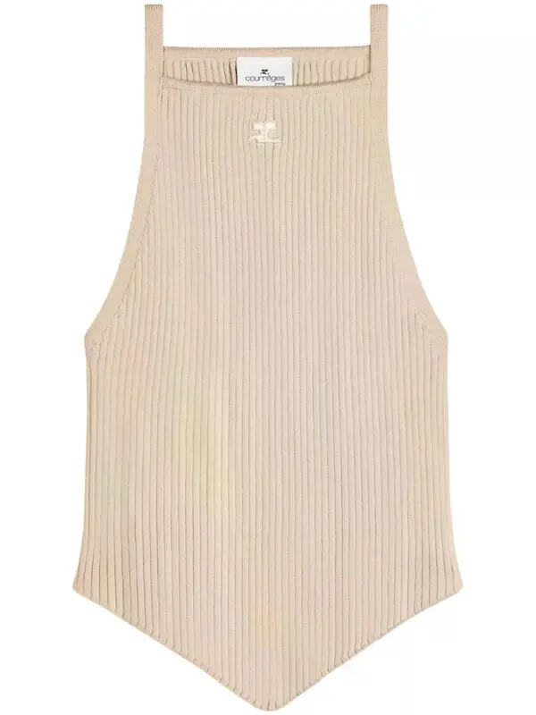 COURREGES Logo-embroidered Ribbed Top