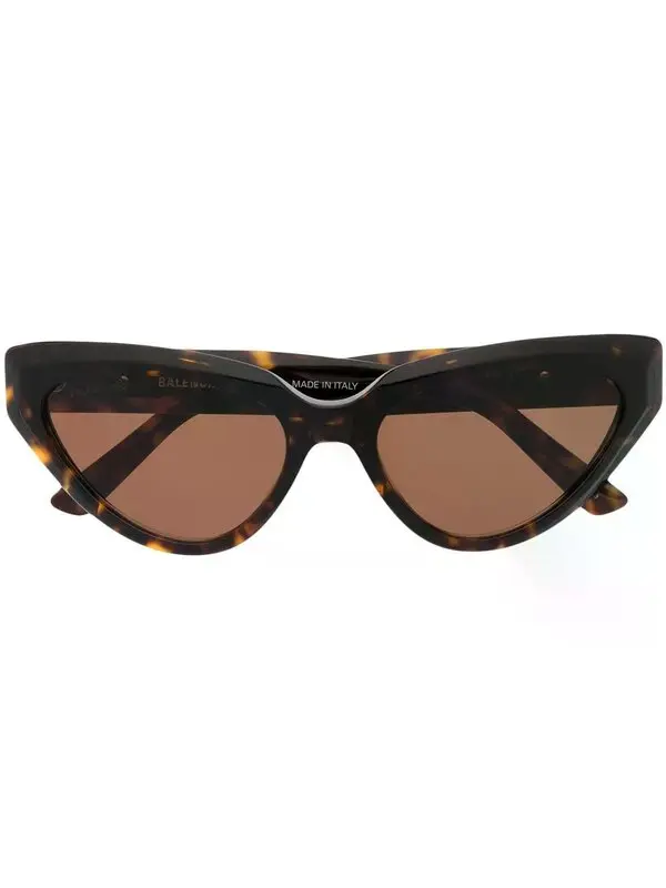 Balenciaga Logo-plaque Cat-eye Sunglasses - Brown