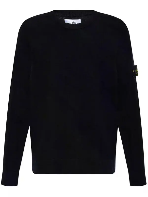 Stone Island Compass-motif Wool Sweatshirt - Blue