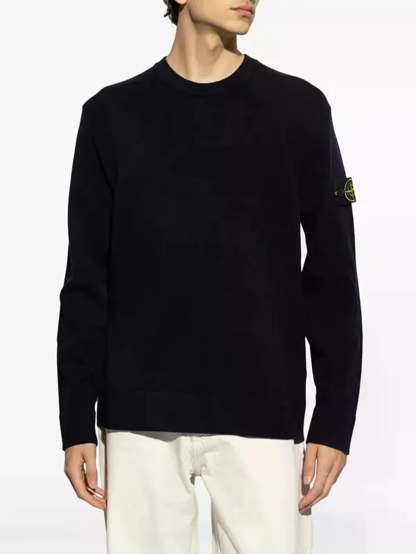 Stone Island Compass-motif Wool Sweatshirt - Blue