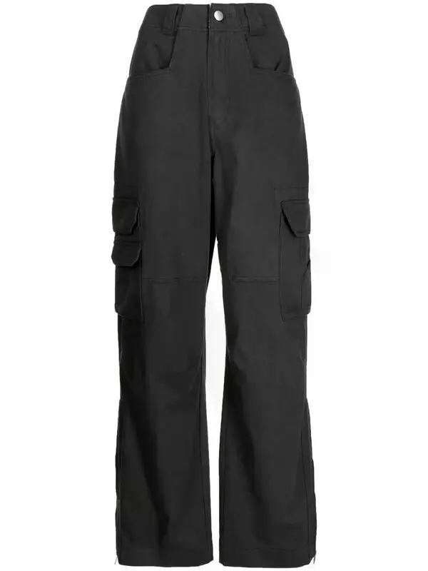 Goen.j Charcoal Cotton Wide-leg Cargo Pants - Grey