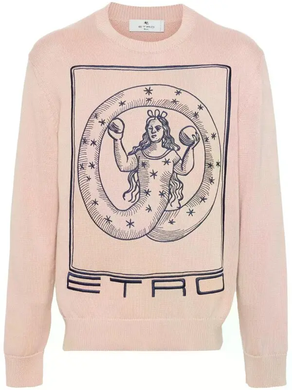 Etro Motif-embroidered Cotton Jumper - Pink