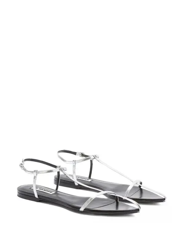 JIL SANDER Pointed Open-toe Leather Sandals - Grey