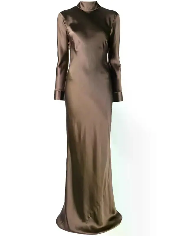 Michelle Mason Open-back Long-sleeve Gown