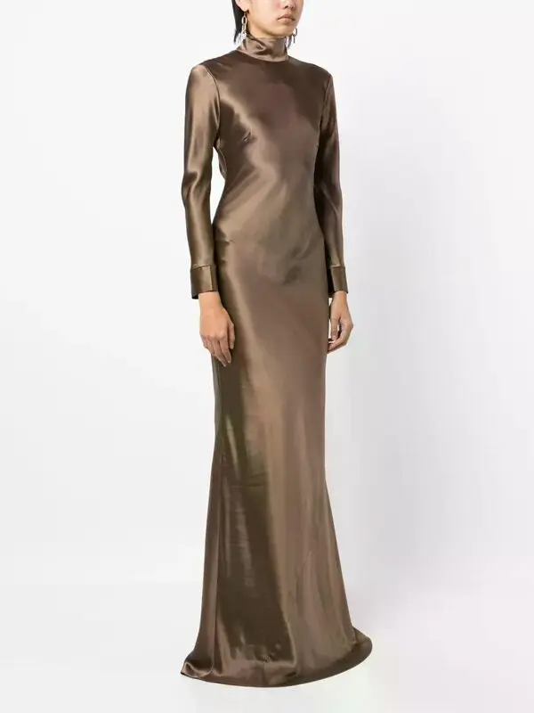 Michelle Mason Open-back Long-sleeve Gown