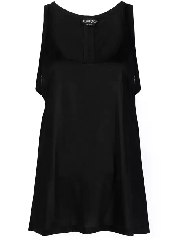 TOM FORD Logo-patch Silk Tank Top - Black