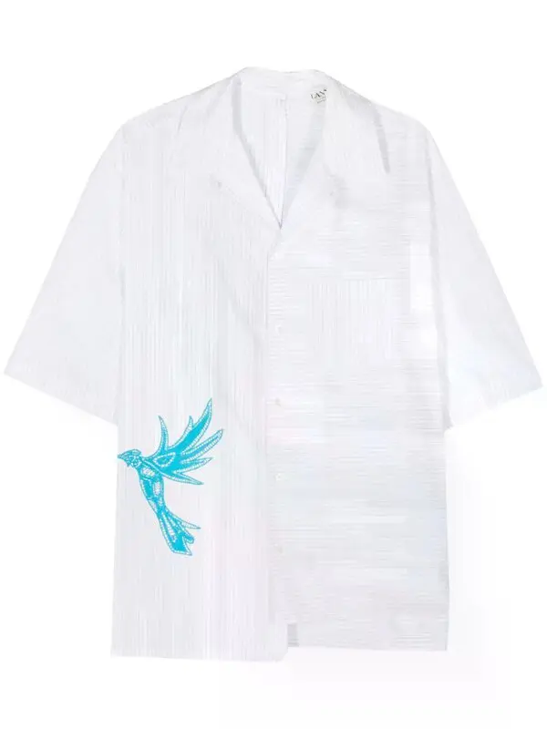 LANVIN Bird-appliqué Pinstriped Shirt