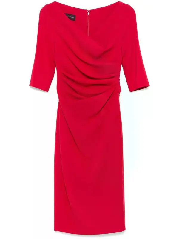 Talbot Runhof Ruched Midi Dress