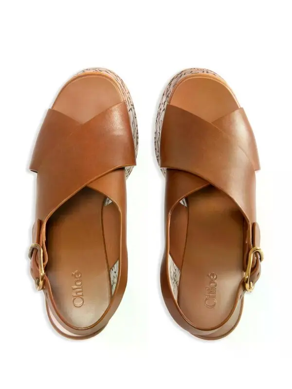 Chloé Maxime Leather Wedge Sandals