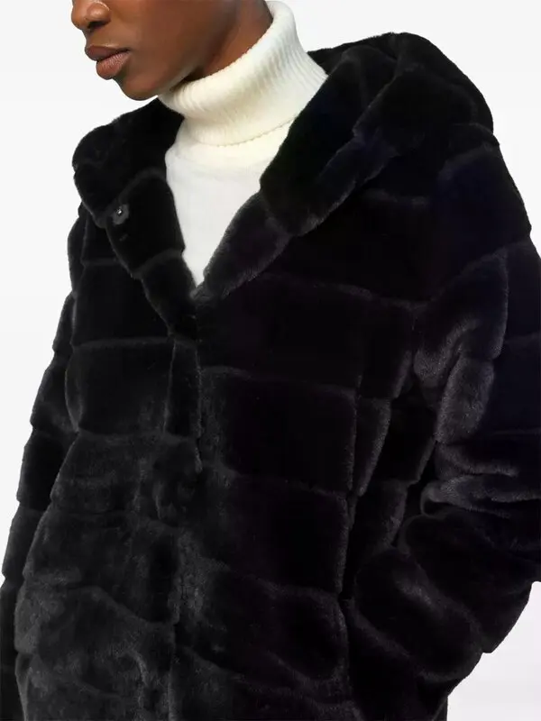 Apparis Faux-fur Hooded Coat - Black