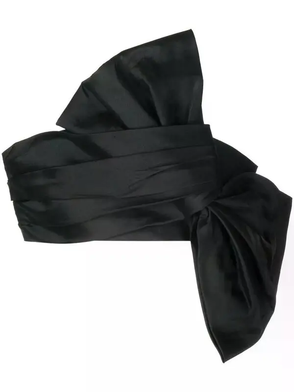 BAMBAH Cropped Bow Detail Tube Top - Black