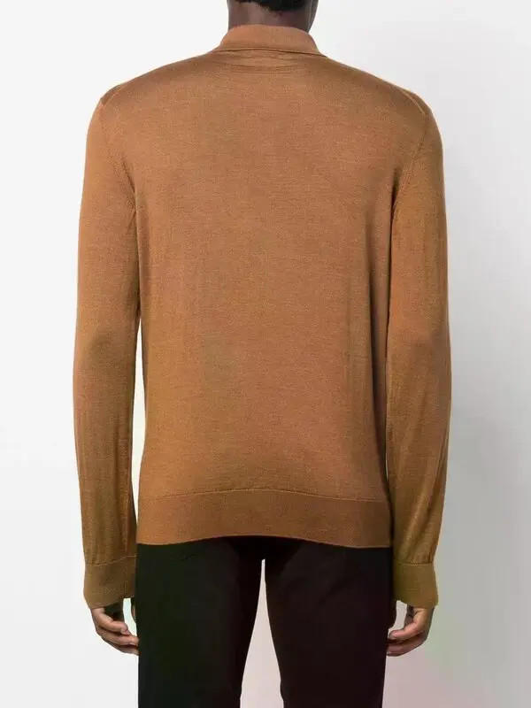 Zegna Knitted Long-sleeve Polo Shirt - Brown