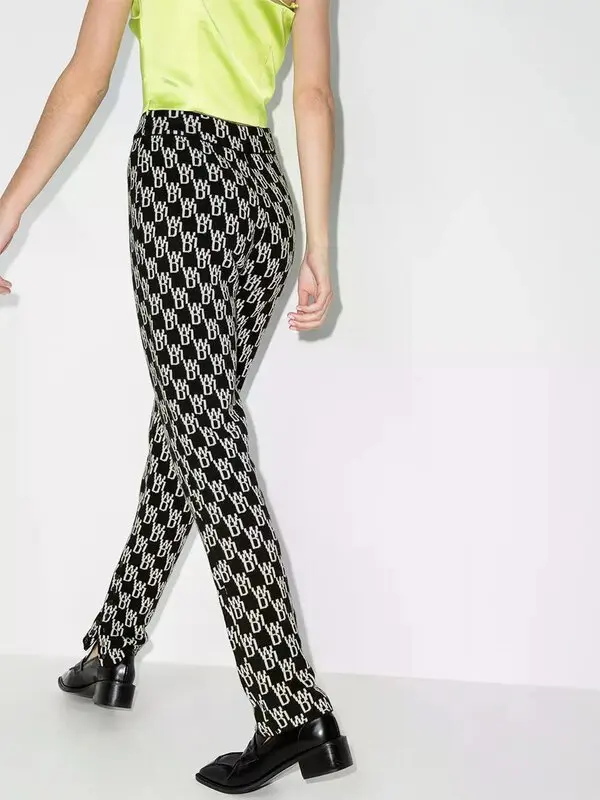 We11Done Monogram Knitted Trousers - Black
