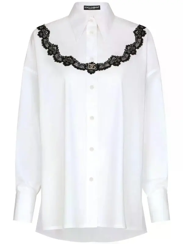 Dolce & Gabbana Lace-insert Poplin Shirt