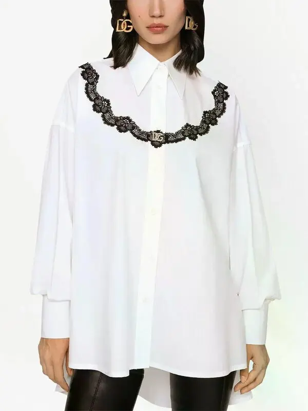 Dolce & Gabbana Lace-insert Poplin Shirt