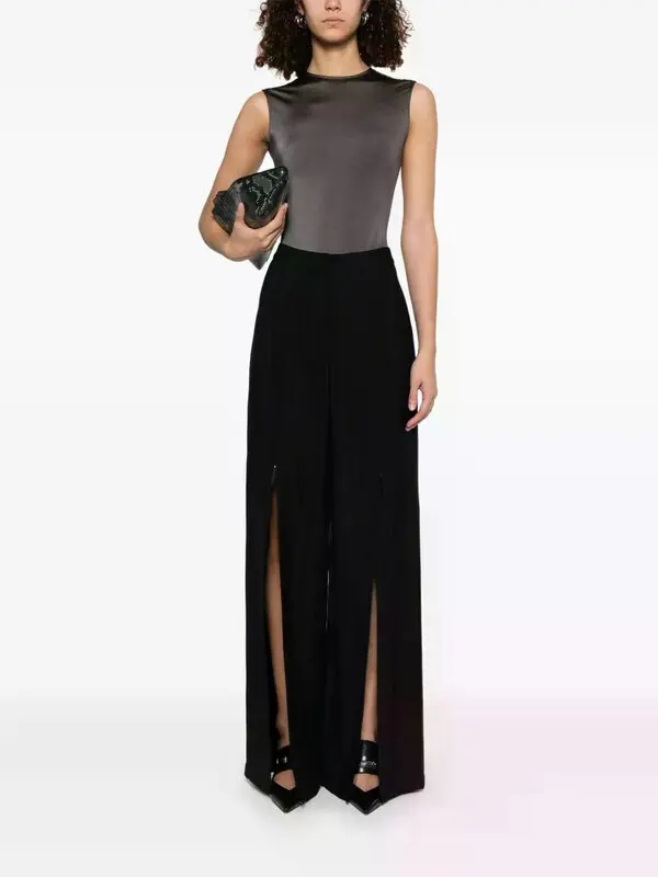 MUGLER Logo-embossed Sleeveless Bodysuit - Grey