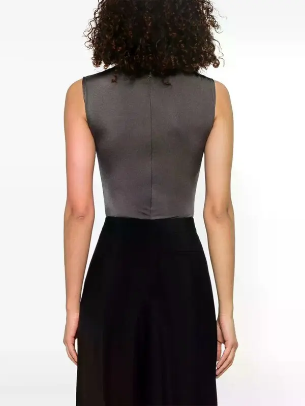 MUGLER Logo-embossed Sleeveless Bodysuit - Grey